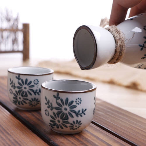 Blue Floral Ceramic Sake Set - Blue Lover | Glasscias