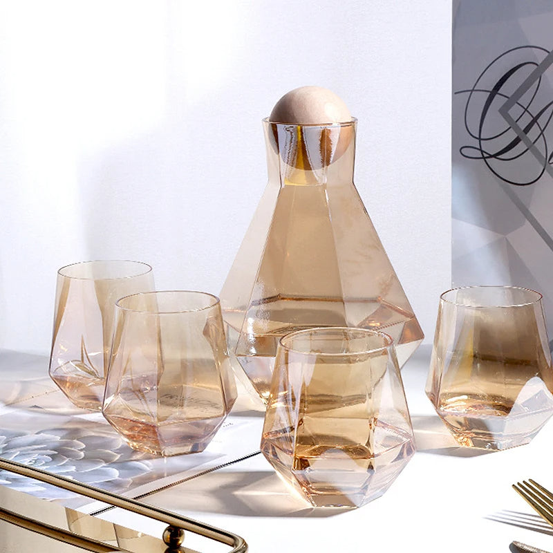 Brown Diamond Dew Pitcher - Carafe and Glass set | Glasscias