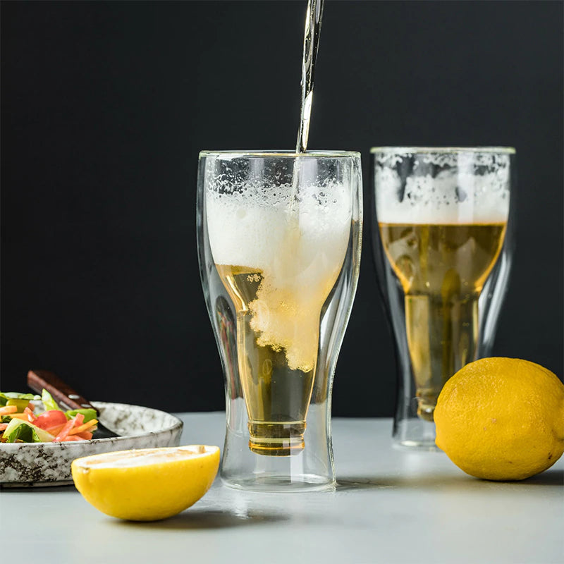 Inverted Bottle - Double Wall Beer Glass | Glasscias
