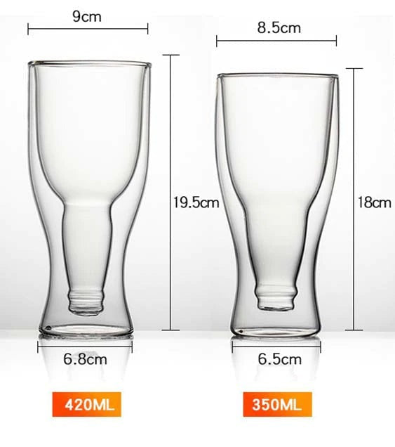 Inverted Bottle - Double Wall Beer Glass | Glasscias