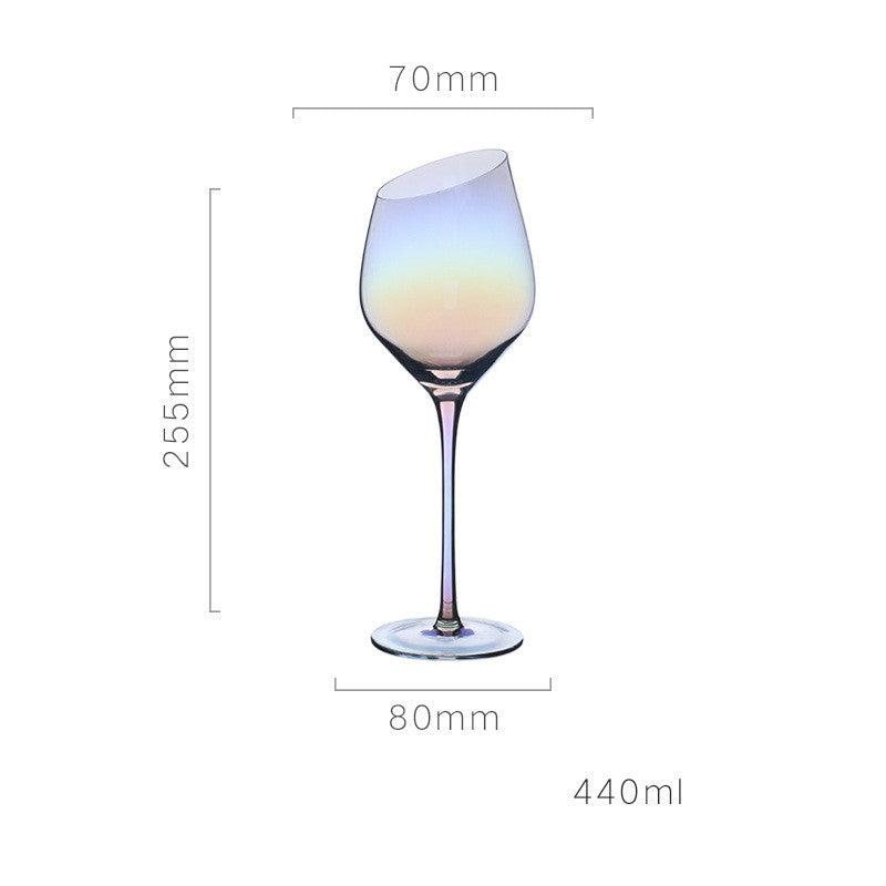 Slanted Wine Glasses - A Whimsical Iridescent Journey | Glasscias