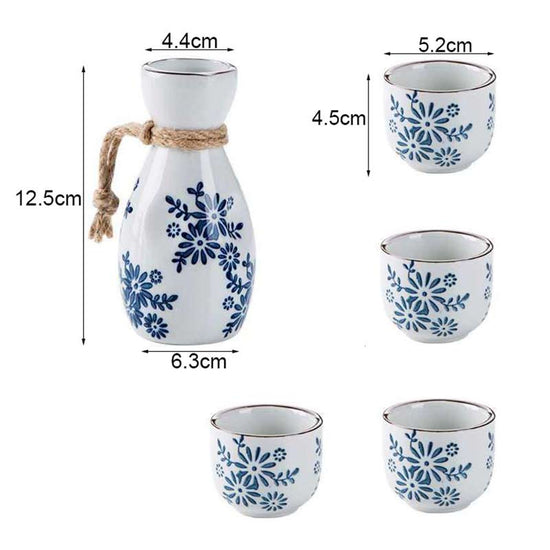 Blue Floral Ceramic Sake Set - Blue Lover | Glasscias