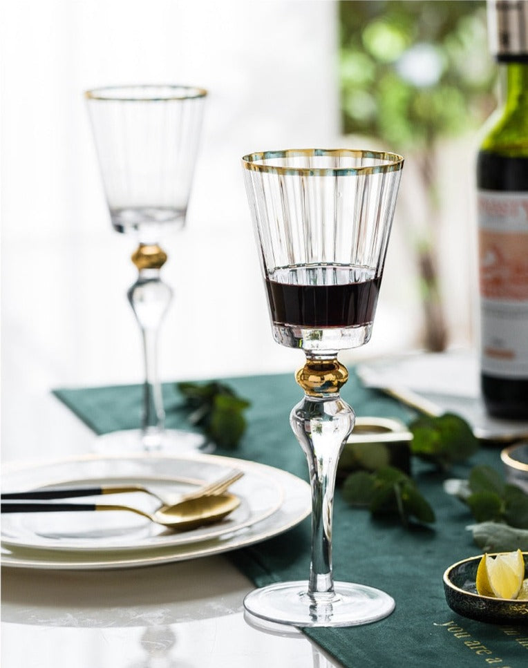 Regal Ripple Gold Rim Wine Glass - a Toast to New Beginning | Glasscias