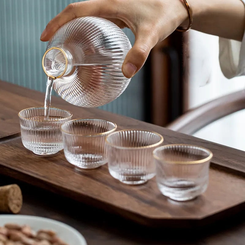 Ribbed Sake Drinking Set - Muji Inspired | Glasscias