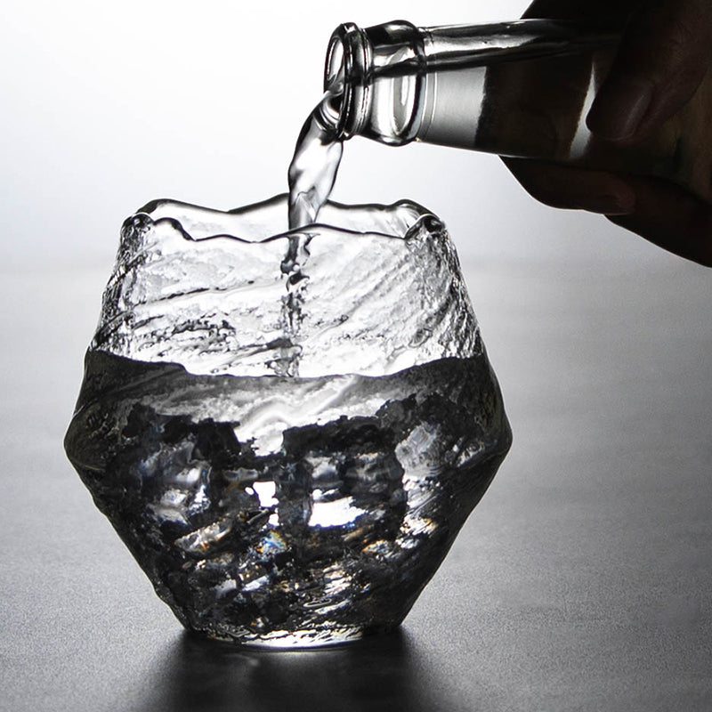 Hazy Snow Whiskey Glass - Frozen Thin Ice Artistry | Glasscias