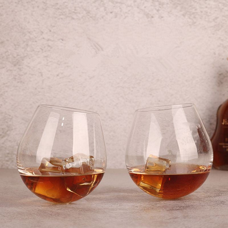 Roly Poly Rocking Whiskey Glass - Minimalist Swirl | Glasscias